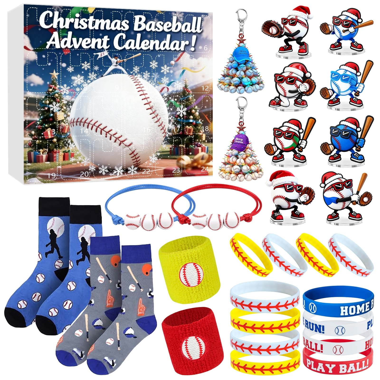 Baseball Christmas Countdown Calendar Gift Set for , 24 Days Advent ...