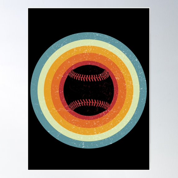 Baseball Circle Retro Poster Wall Art, Modern Wall Decor For Living ...