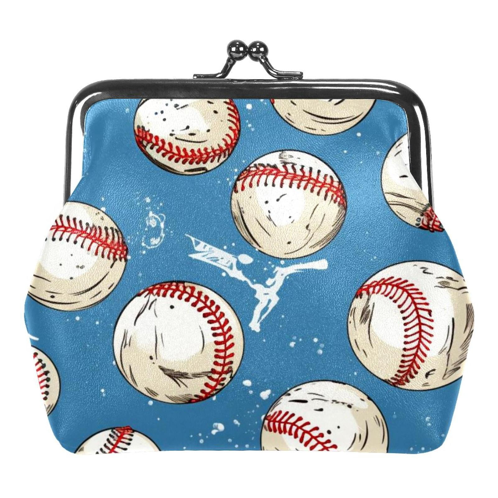 Baseball Coin Purse Vintage Pouch Buckle Clutch Bag Kiss-Lock Change ...
