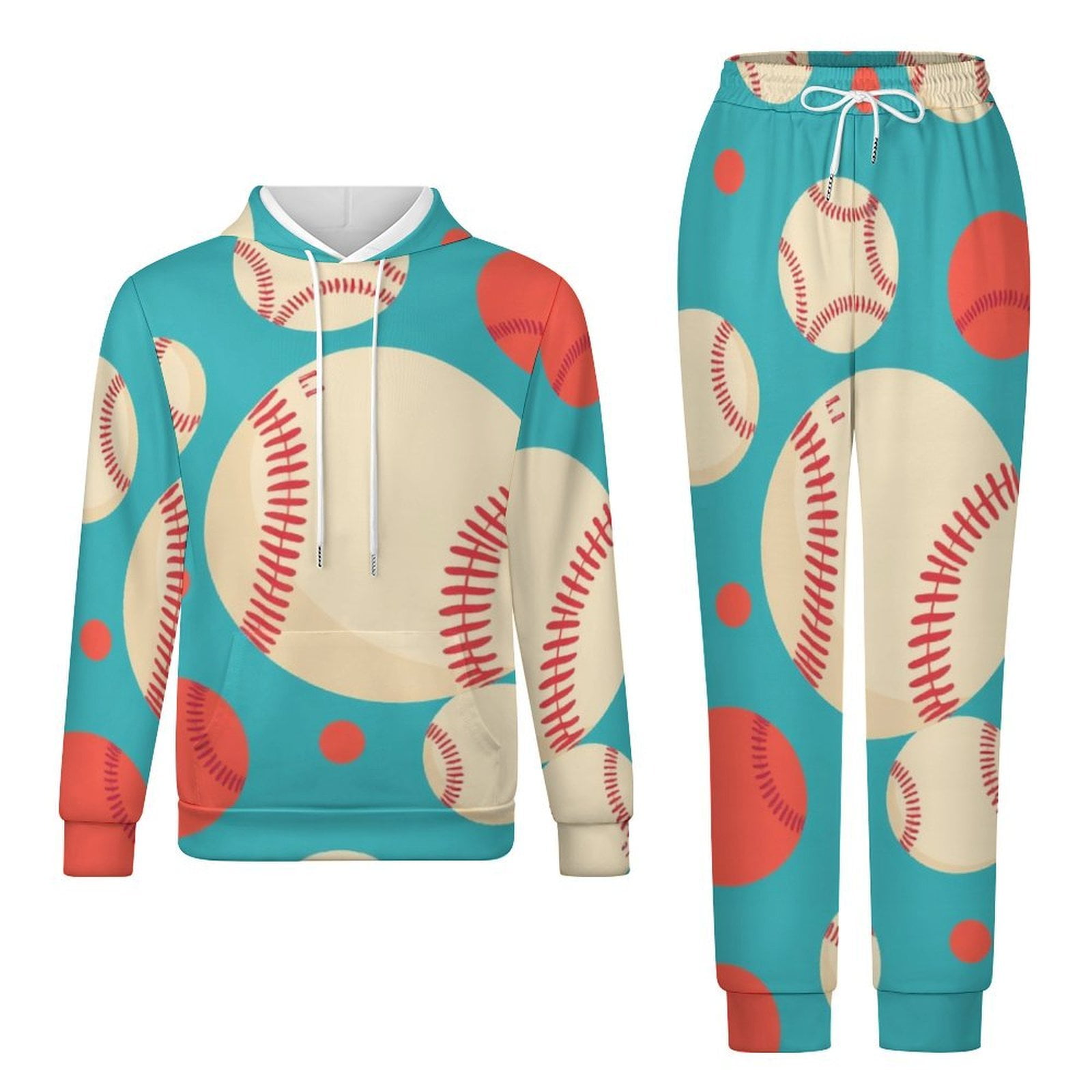Baseball Colorful Pattern Hoodie Pant Suits Men Women Hooded ...