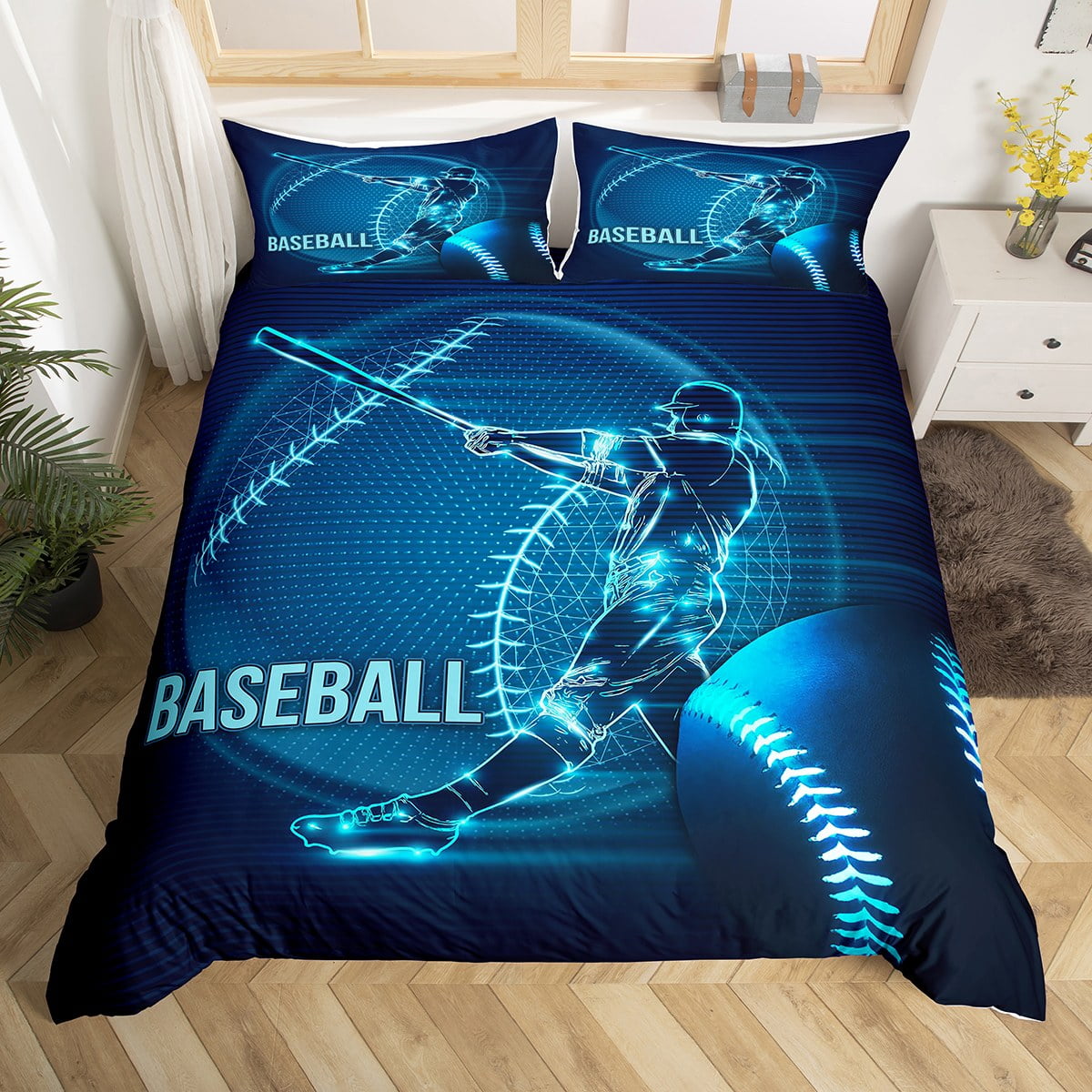Baseball Comforter Cover for Boys Kids Adults, Sports Games Duvet Cover ...