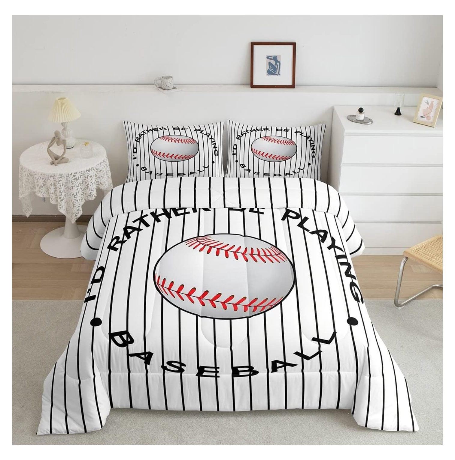 Baseball Comforter Set Full Size Boys Sports Theme Bedding Set for Kids ...