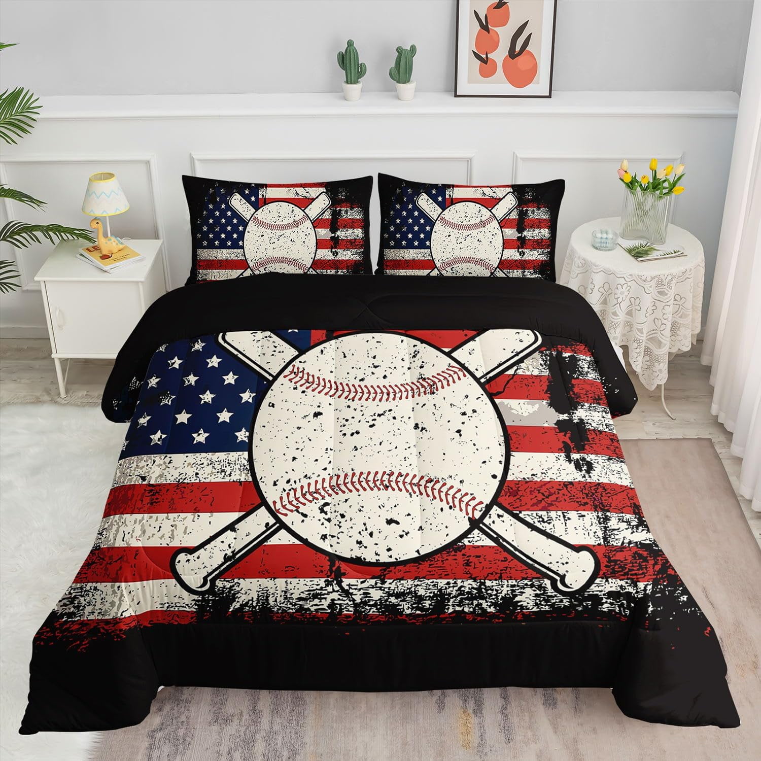 Baseball Comforter Set for Kids Teens Boys Ball Sports Player Comforter ...