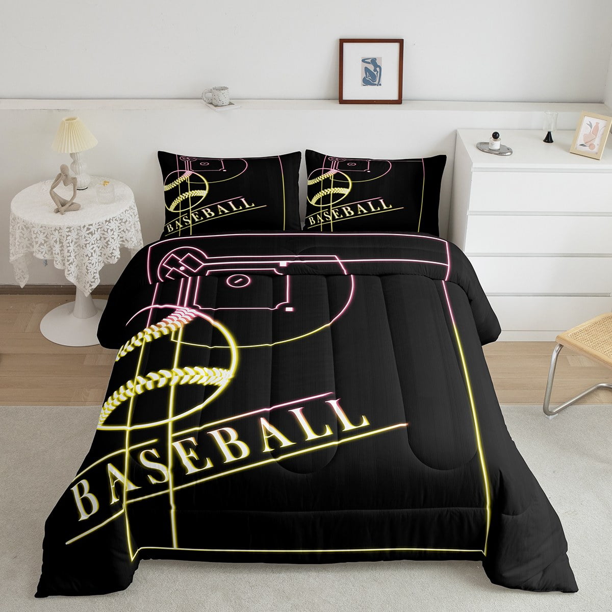 Baseball Comforter Set Twin Sports Bedding Set for Boys Room, Girly ...