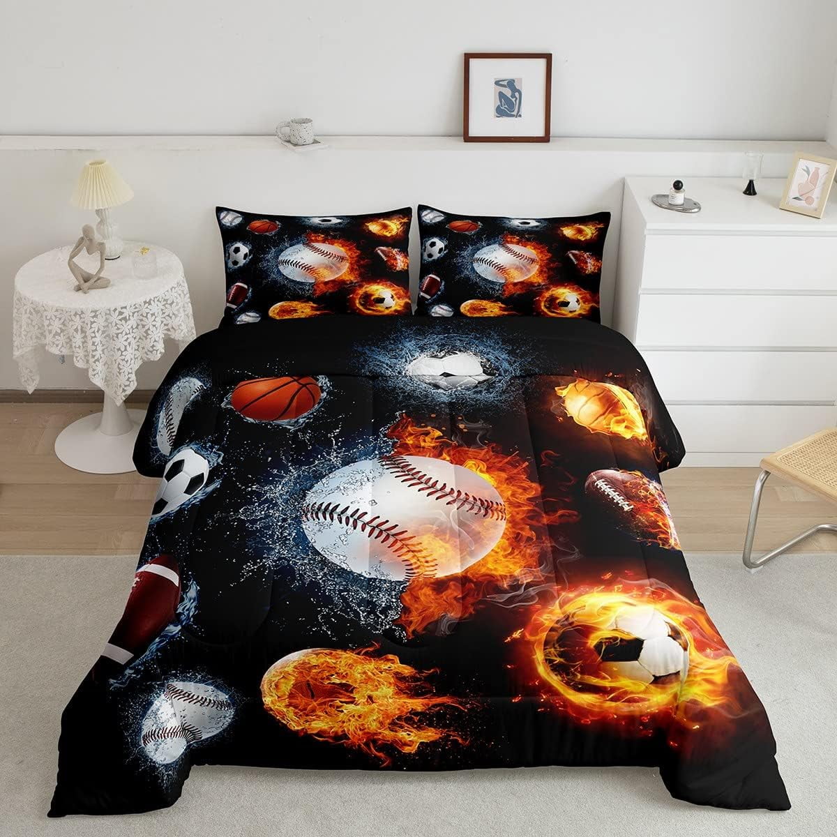 Baseball Comforter Set Twin Sports Bedding Set for Teen Boys Kids ...