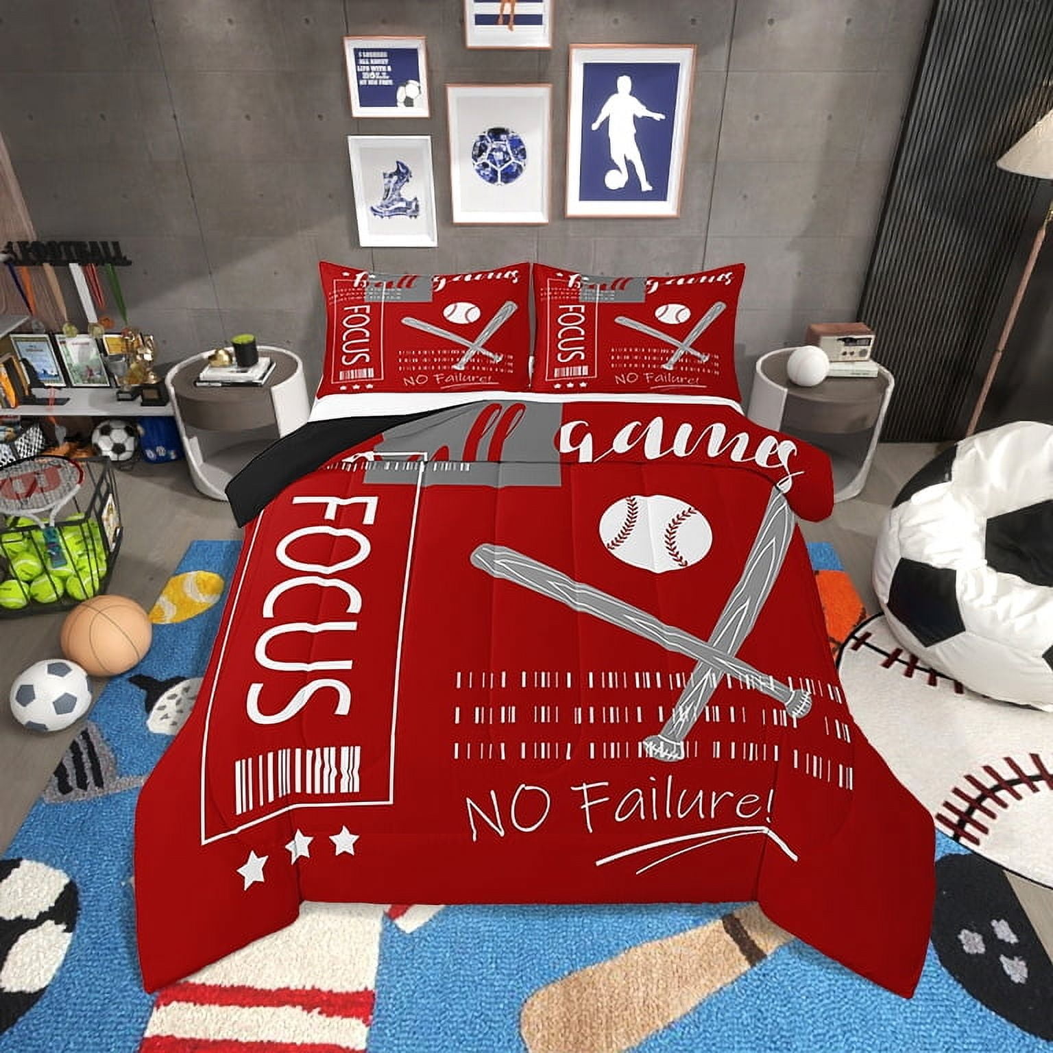 Baseball Comforter Set Twin Size Baseball Sports Bedding Sets Teens ...