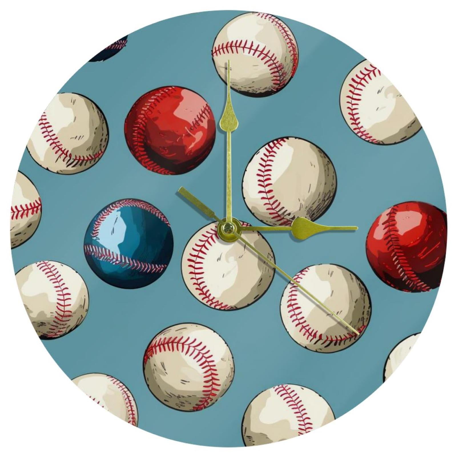 Baseball Contemporary Acrylic Circular Wall Clock - Sleek Timepiece ...