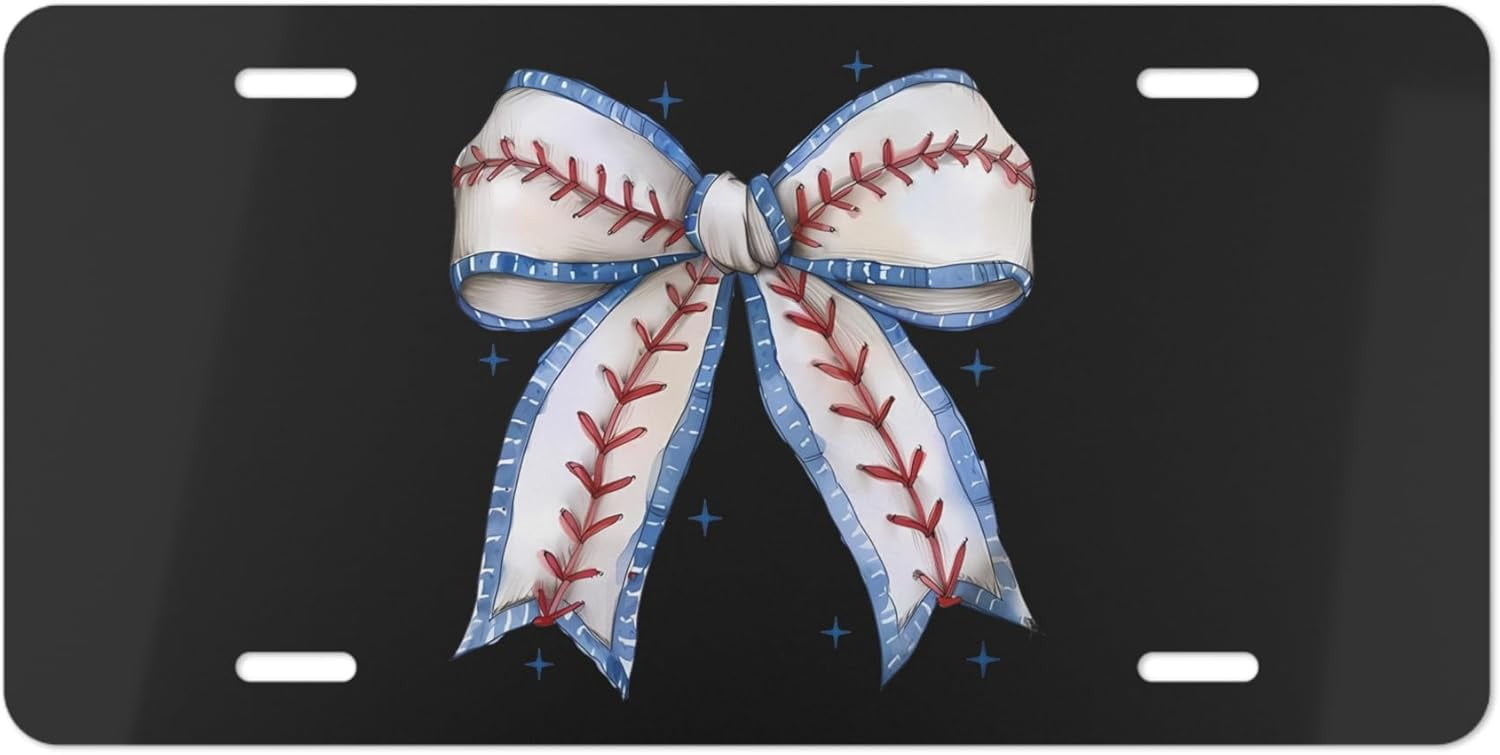 Baseball Coquette Bow Front License Plate for Women and Teens, Sporty ...