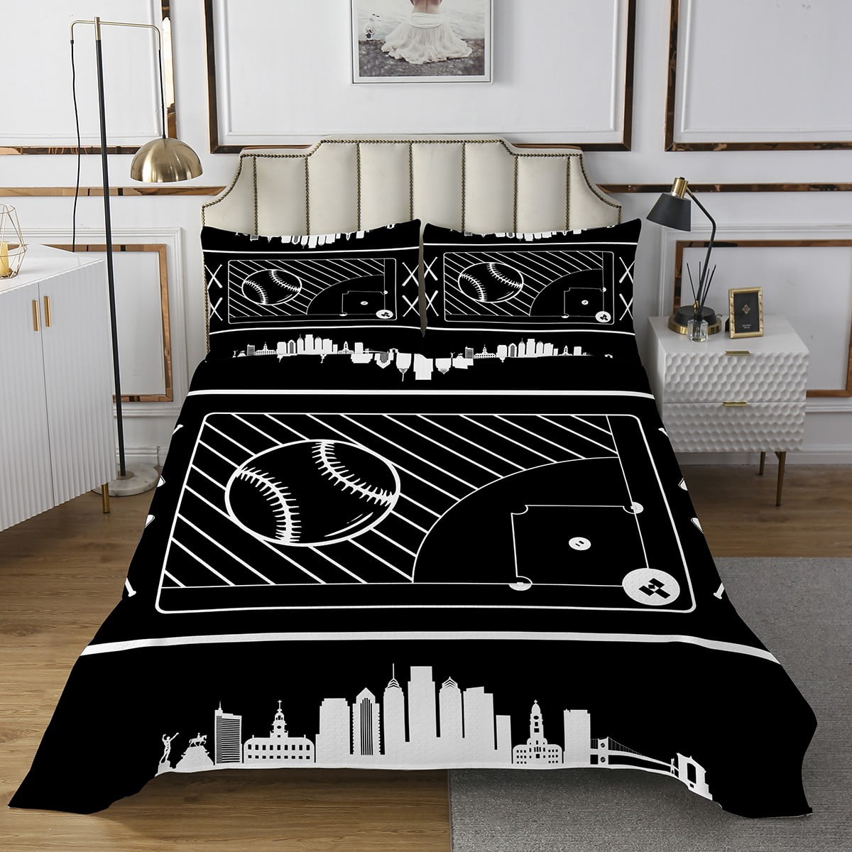 Baseball Coverlet Set Teen Bedroom Decor,Sports Cool Baseball Pattern ...
