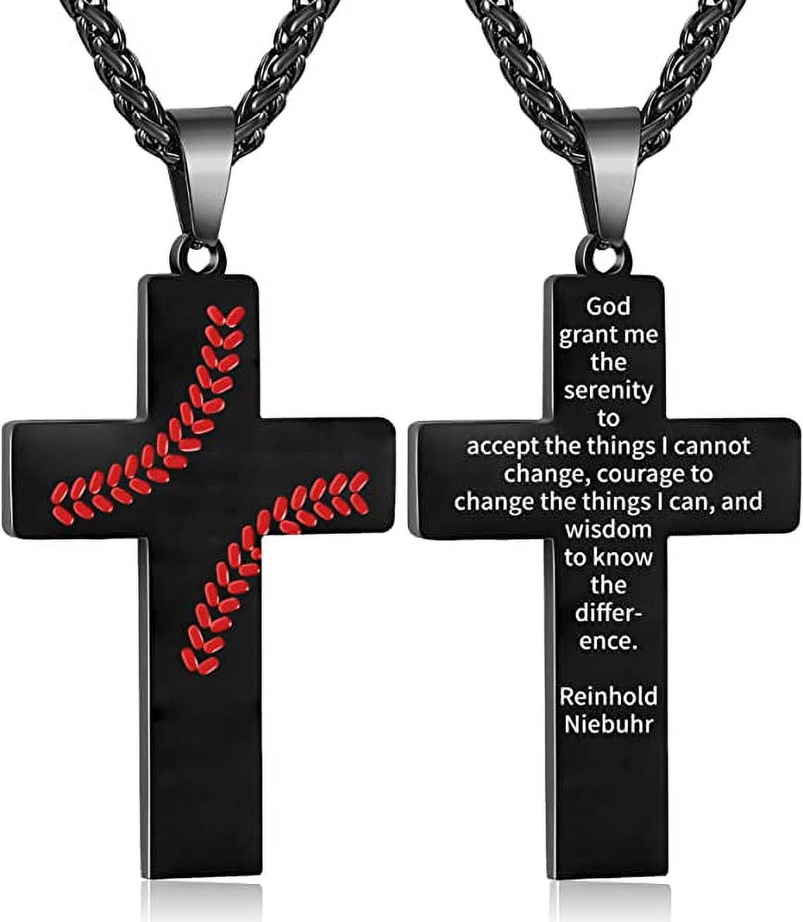 Baseball Cross Necklace for Men Boys Stainless Steel Cross Pendant ...