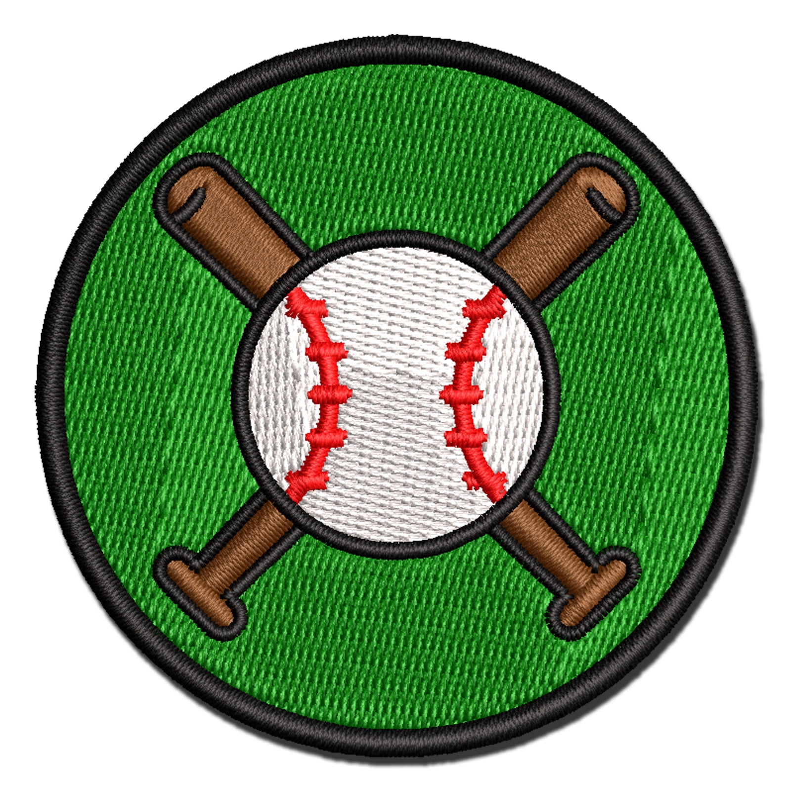 Baseball Crossed Bats Applique Multi-Color Embroidered Iron-On Patch ...