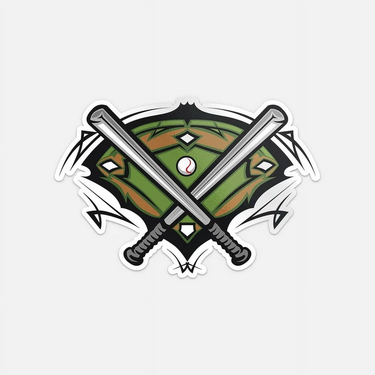 Baseball Crossed Bats Sport Die-Cut Sticker Phone Decal Water Bottle ...