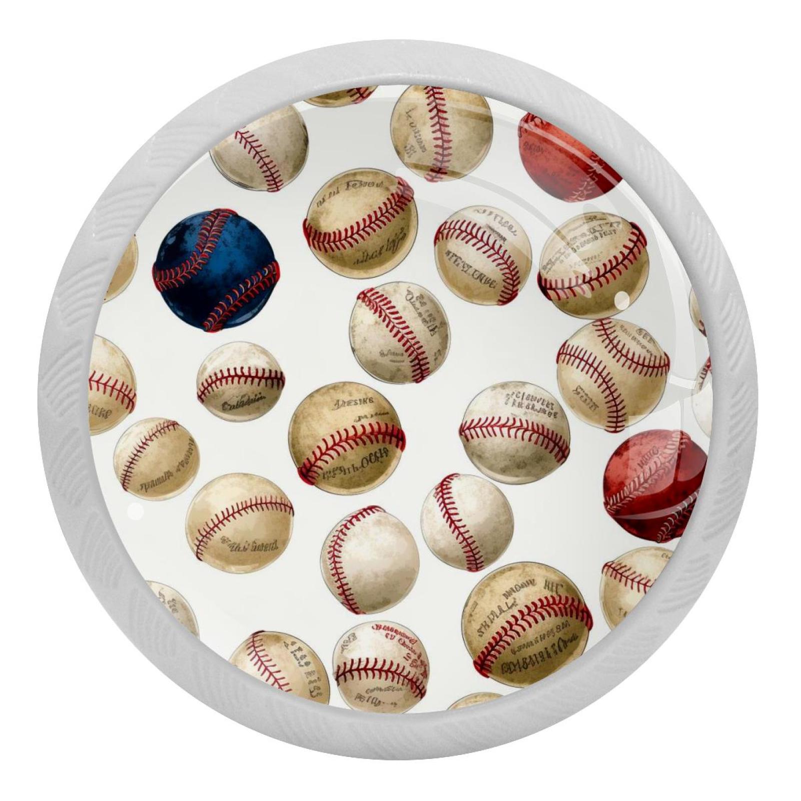 Baseball Crystal Glass Drawer Knob Pull Ergonomic 30mm Circle Glowing ...