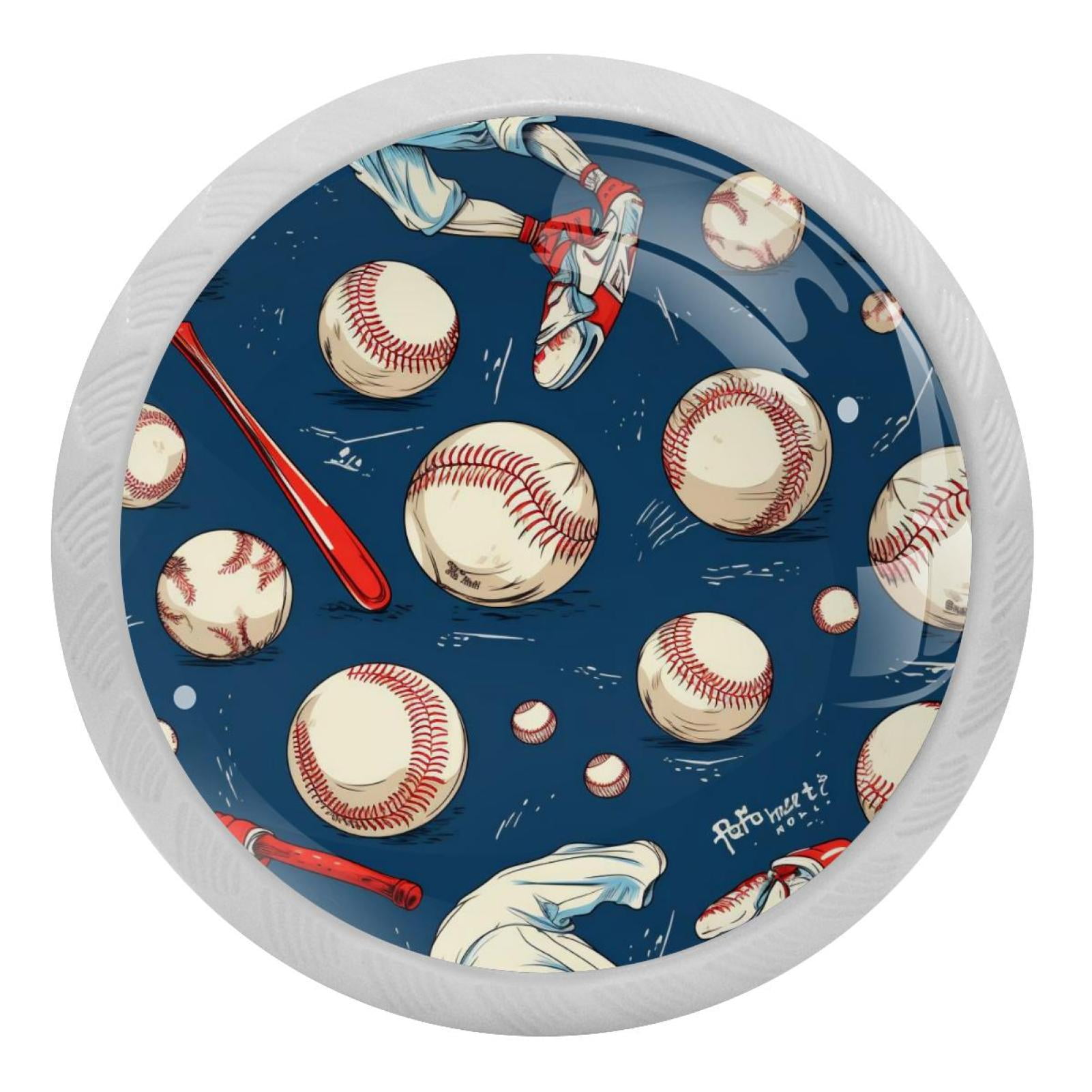 Baseball Crystal Knobs with Screws - 4-Pack Round Fluorescent Drawer ...