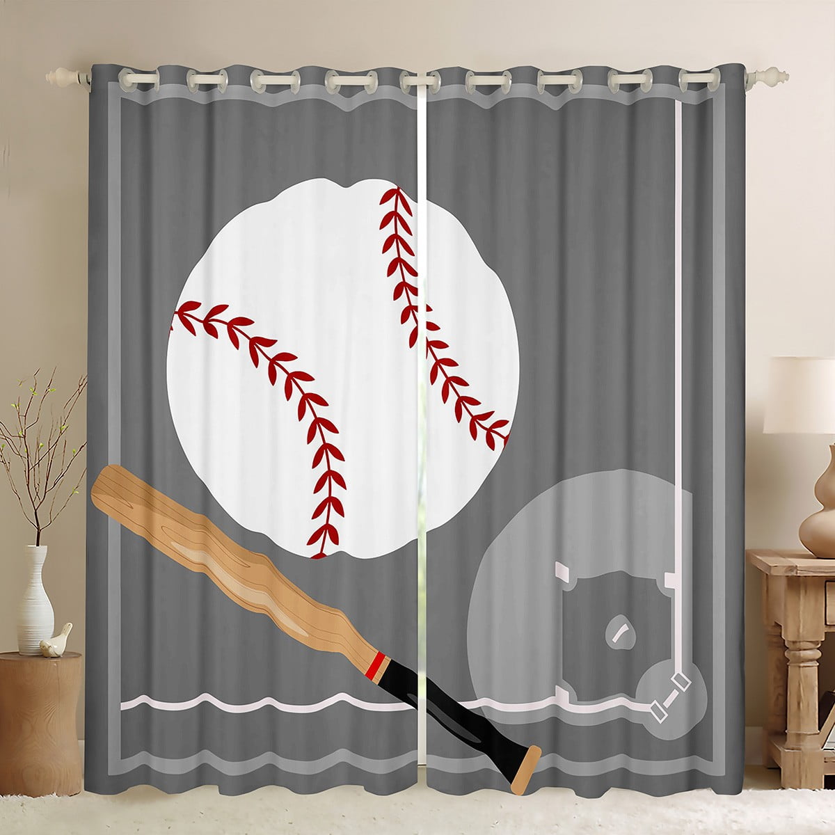 Baseball Curtains Drapes Baseball Curtains Bedroom Decor,Sports Theme ...