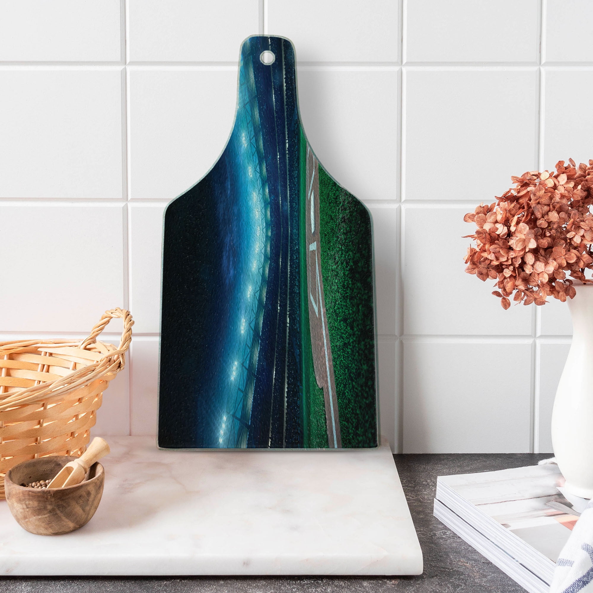 Baseball Cutting Board, Professional Baseball Field at Night Vibrant ...