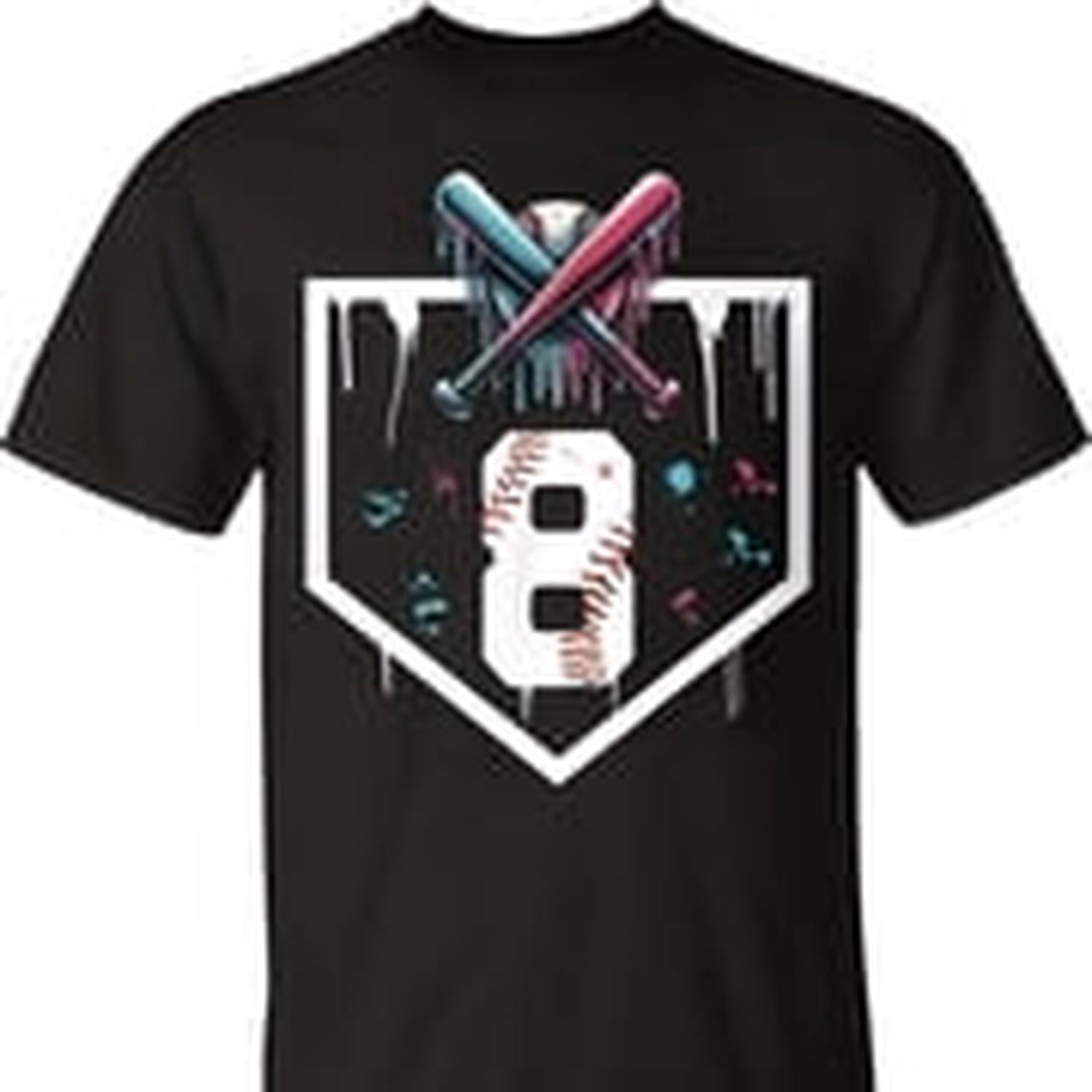 Baseball D8Th Birthday Home Plate Boys Youth 8 Year Old T-Shirt ...