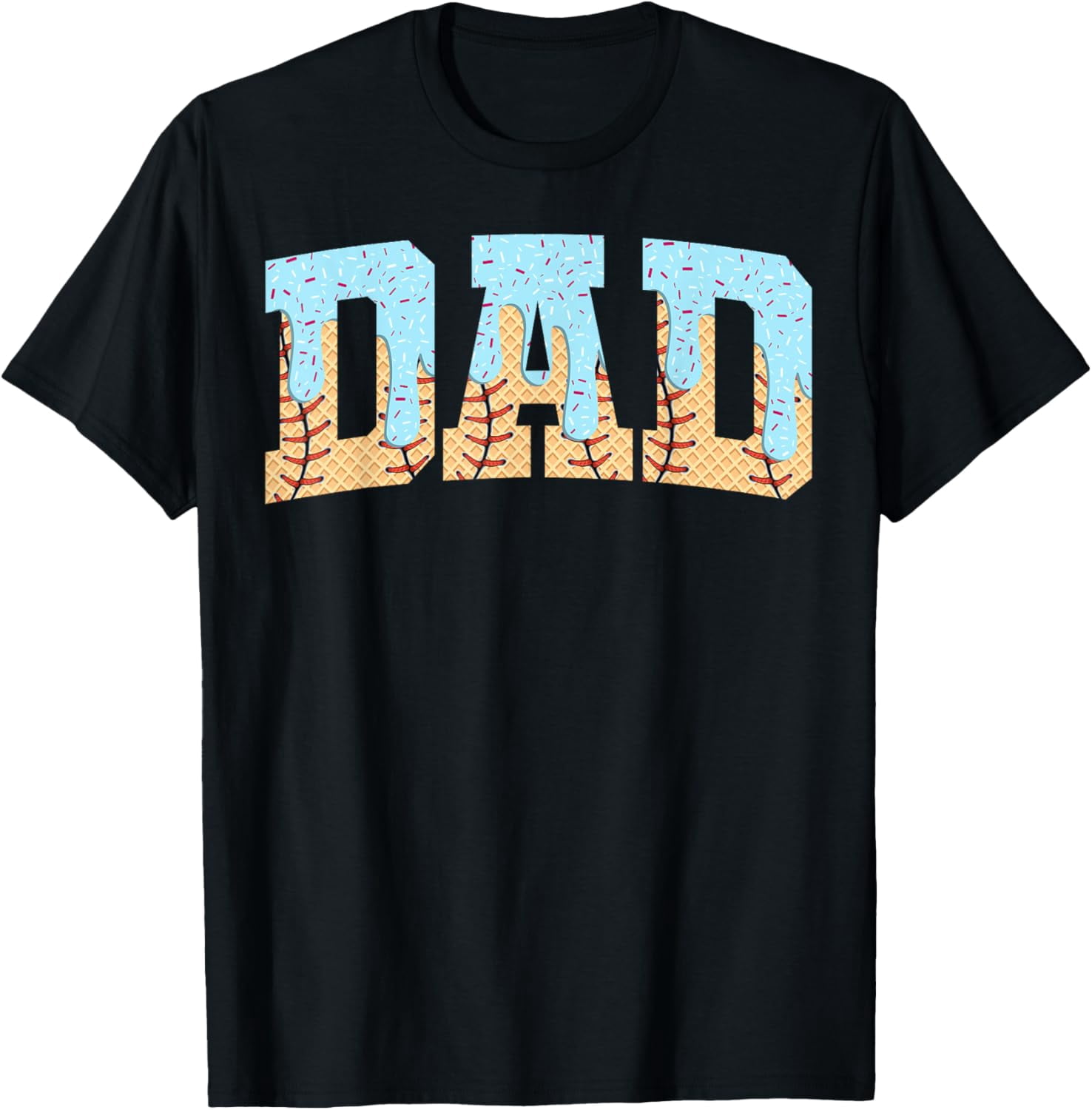 Baseball Dad Ice Cream Drip T-Shirt - Walmart.com