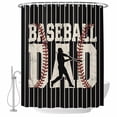 Baseball Dad Shower Curtain Set with Hooks, Father's Day Strip Sport ...