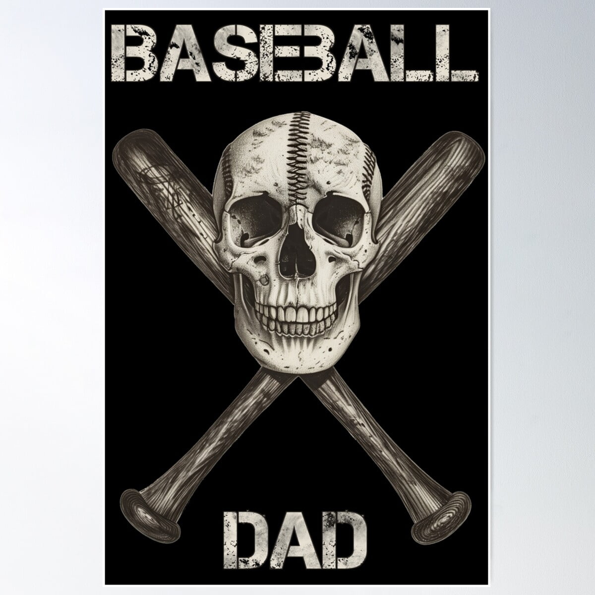 Baseball Dad Skull And Bones Poster Wall Art, Modern Wall Decor For ...