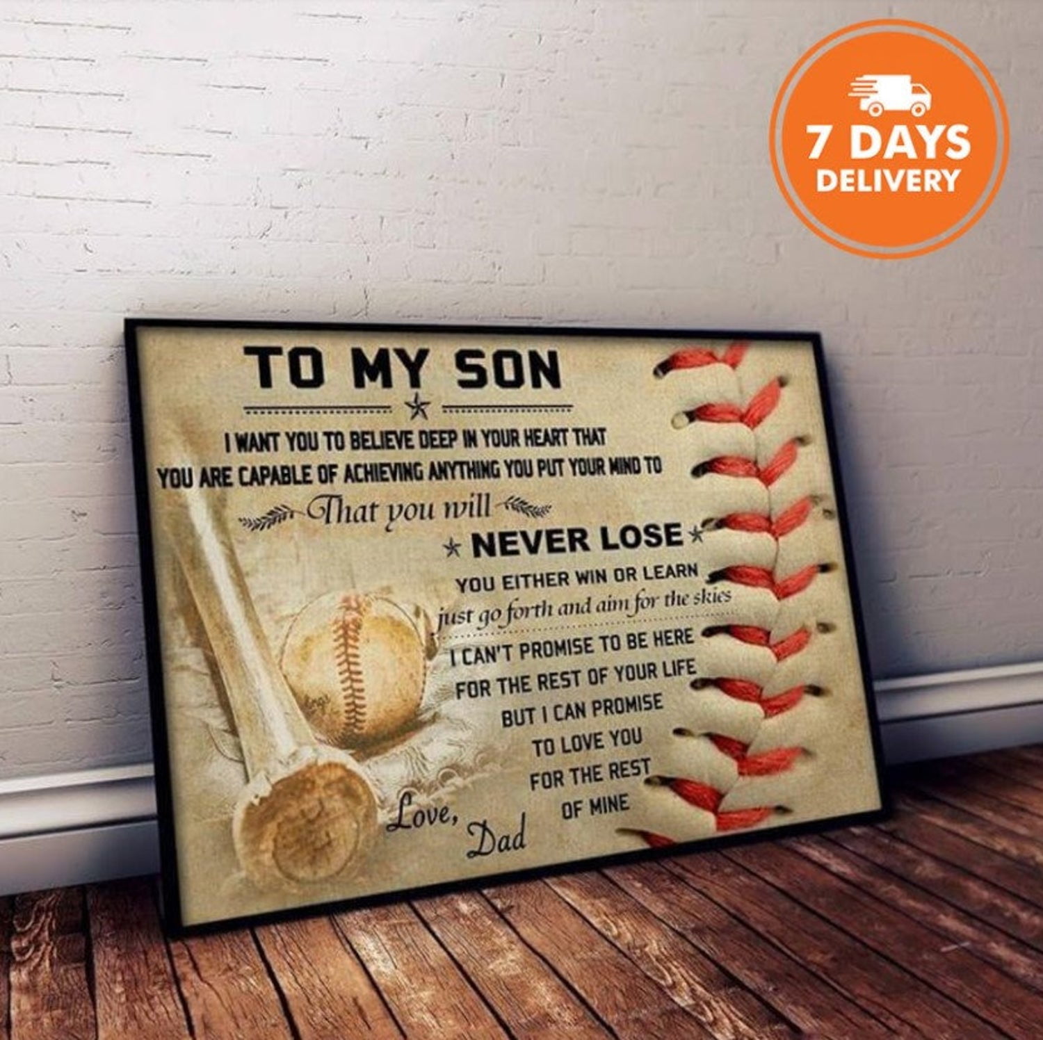 Baseball Dad To My Son You Will Never Loose Paper Poster No Frame ...