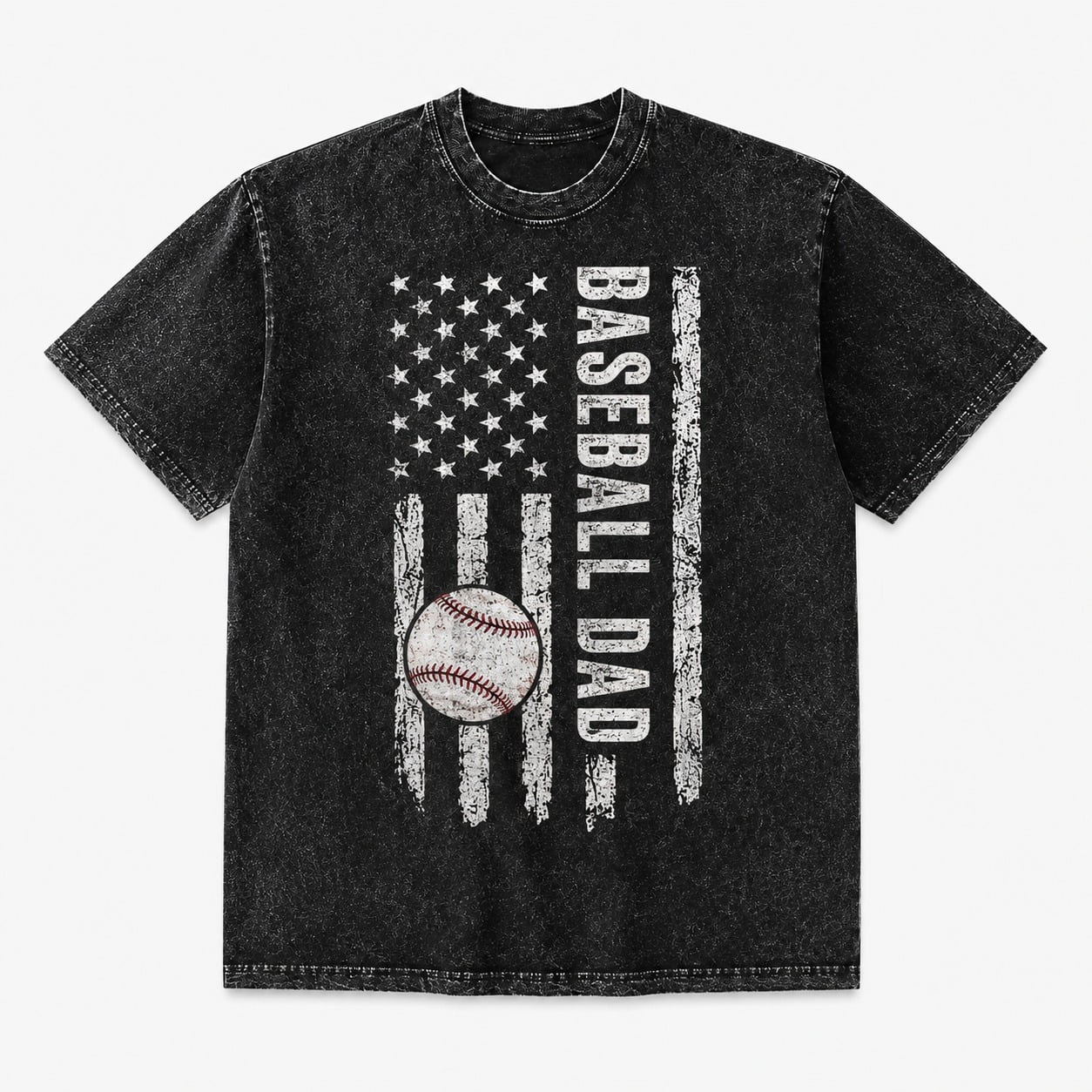 Baseball Dad Washed T-Shirt, Patriotic Distressed Flag Graphic Tee ...