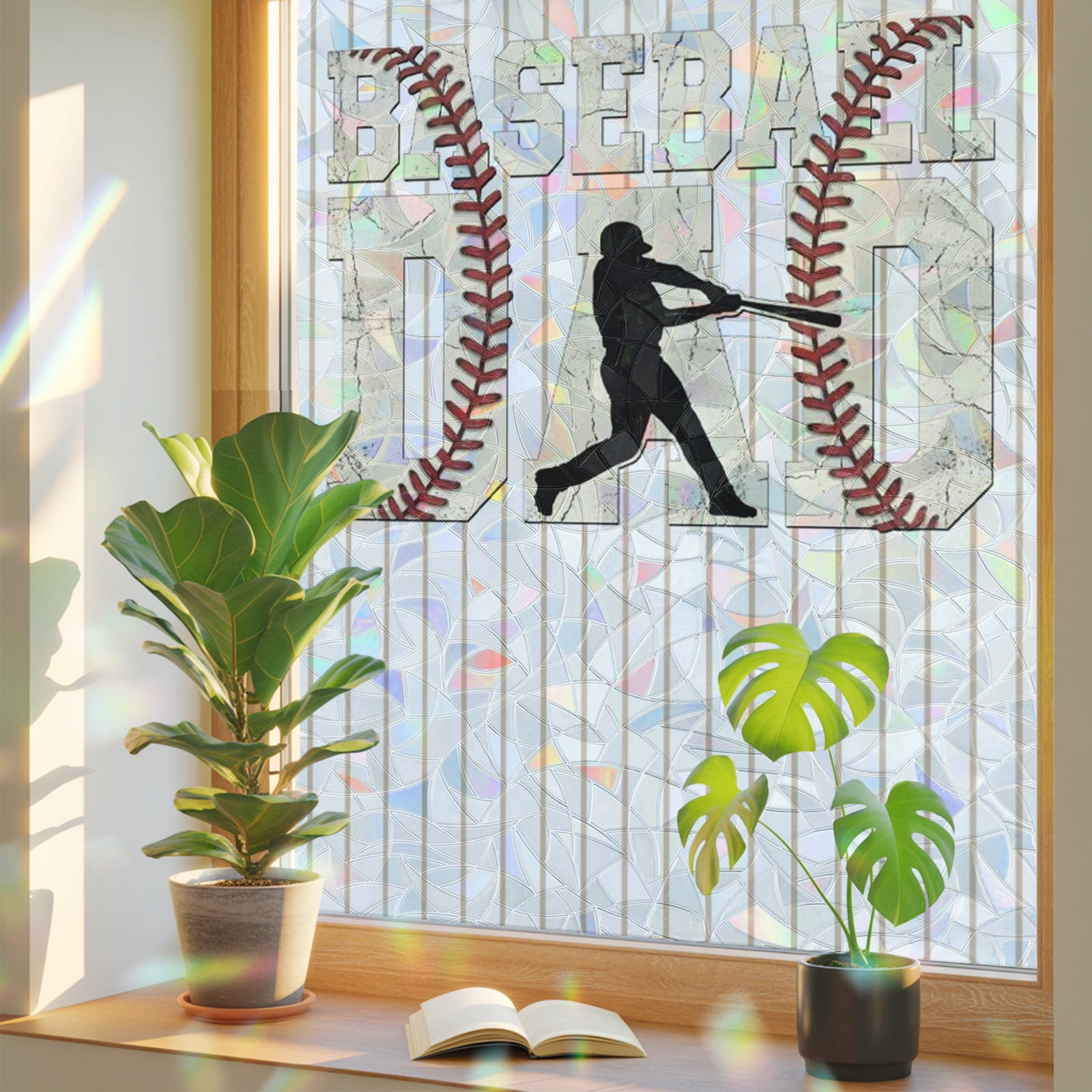 Baseball Dad Window Privacy Film, Father's Day Strip Sport Stained ...
