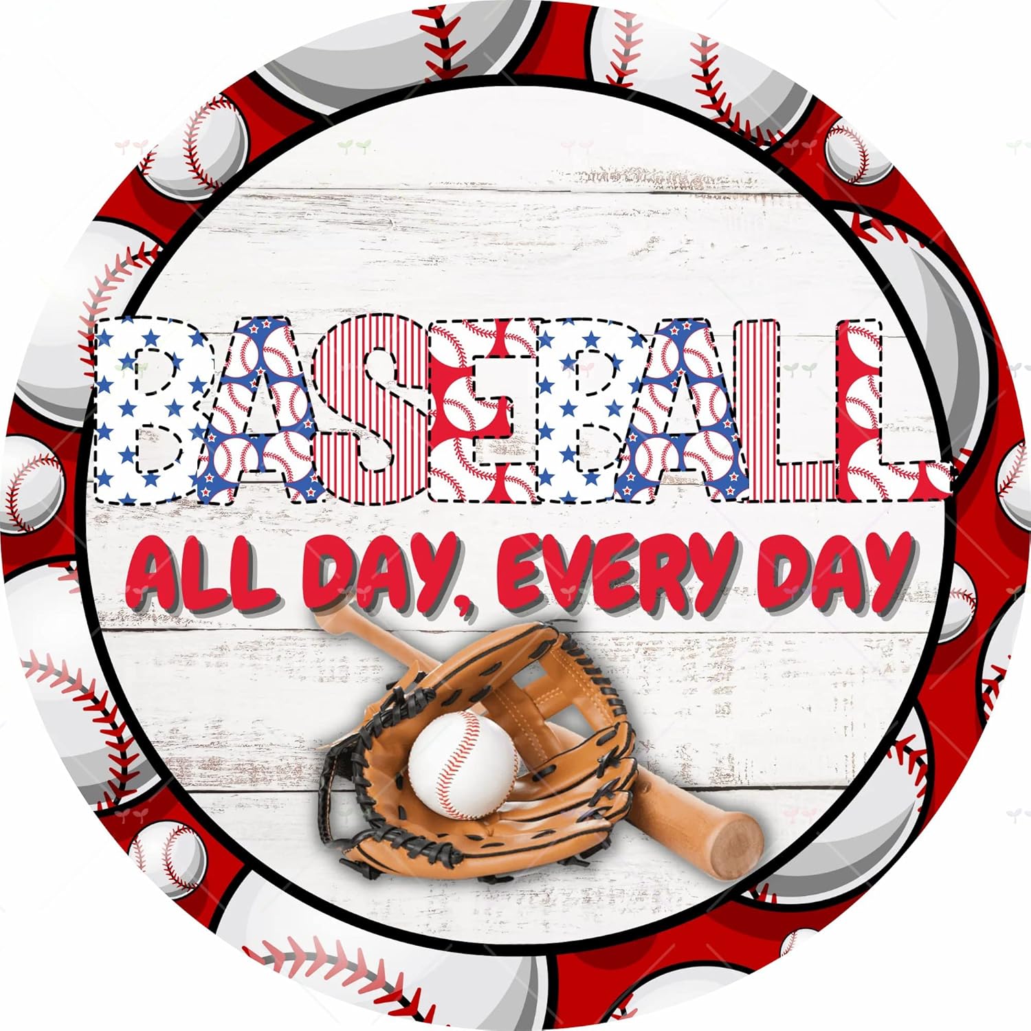 Baseball All Day Every Day Red Metal Sign Rustic Plaque Sign For Home ...