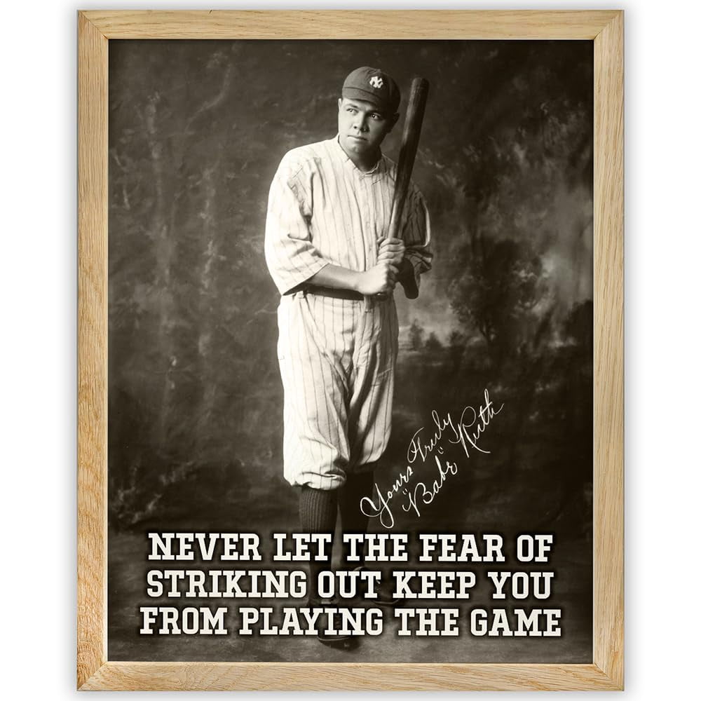 Baseball Decor - Never Let The Fear - Babe Ruth - Baseball Wall Decor ...