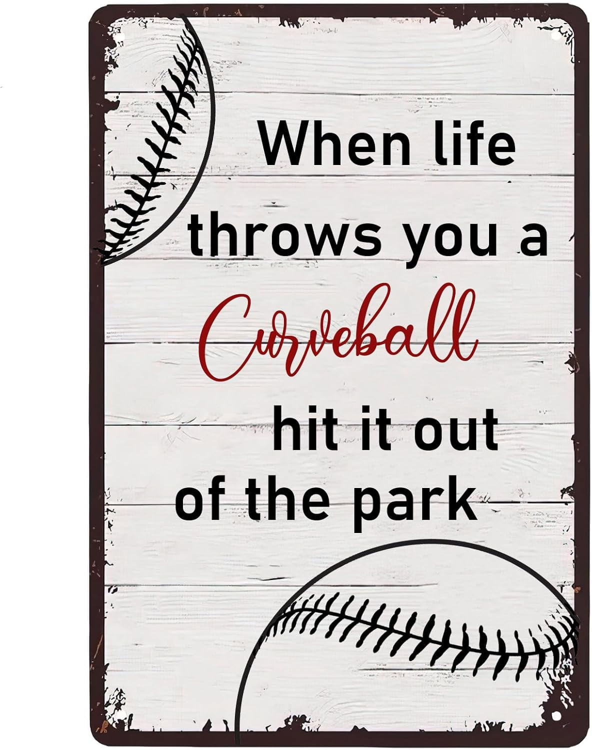 Baseball Decor Retro Metal Tin Sign When Life Throws You A Curveball ...