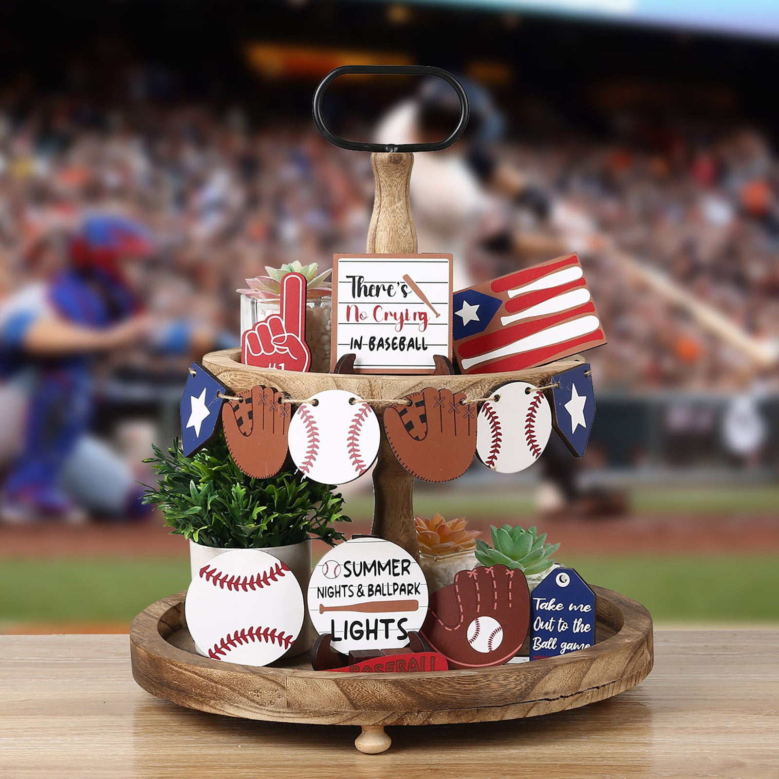 Baseball Decorations Baseball Tiered Tray Decor for Home - Summer ...