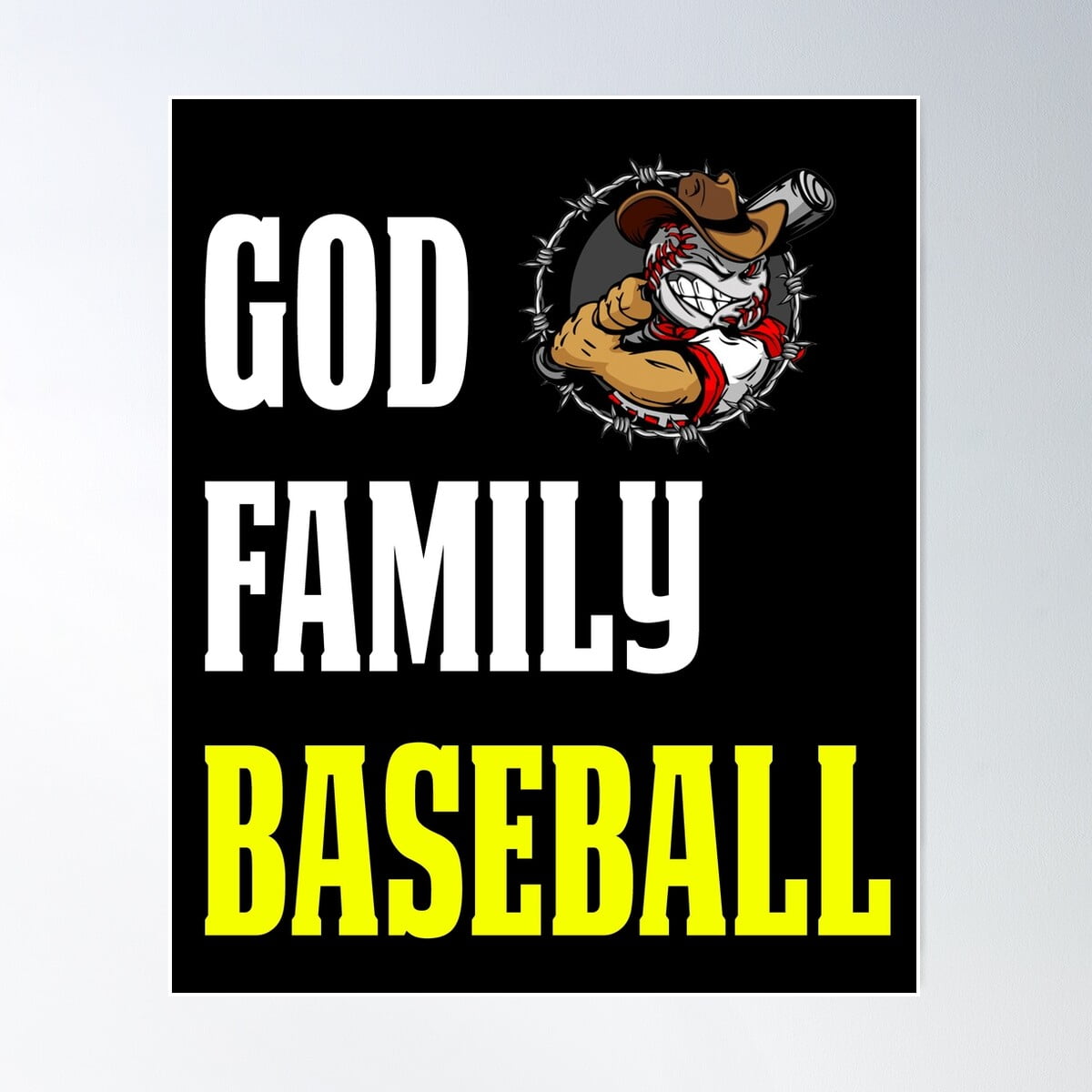 Baseball Design God Family Baseball Poster Wall Art, Modern Wall Decor ...
