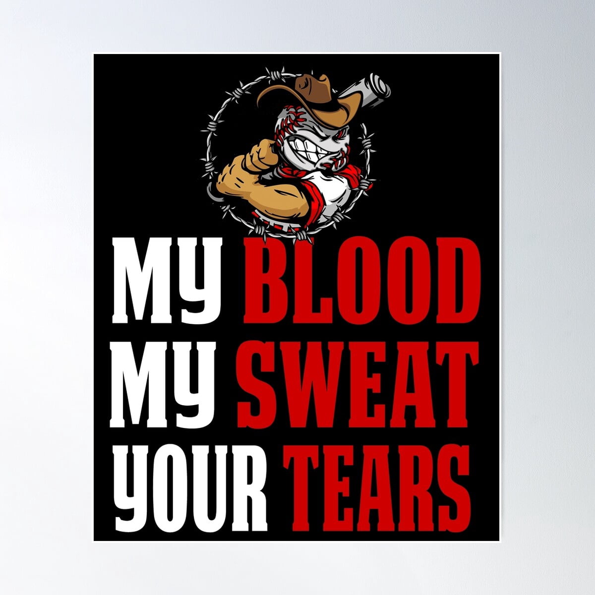 Baseball Design My Blood My Sewat Poster Wall Art Bedroom Wall Art ...