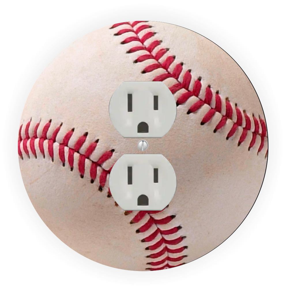 Baseball Design - Round Light Switch Plate Cover - Outlet Cover ...