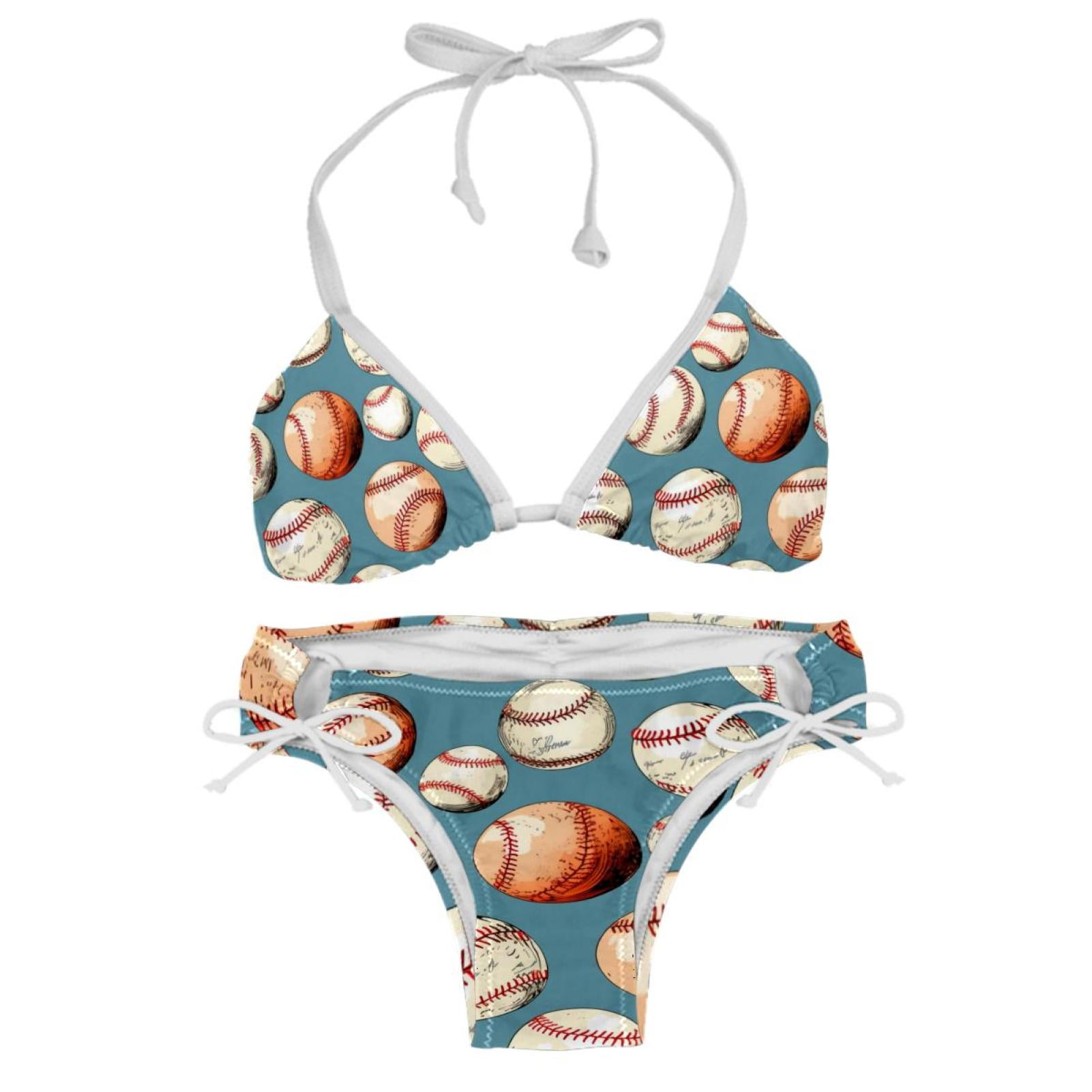 Baseball Detachable Sponge Adjustable Strap Bikini Set 2-Pack for ...