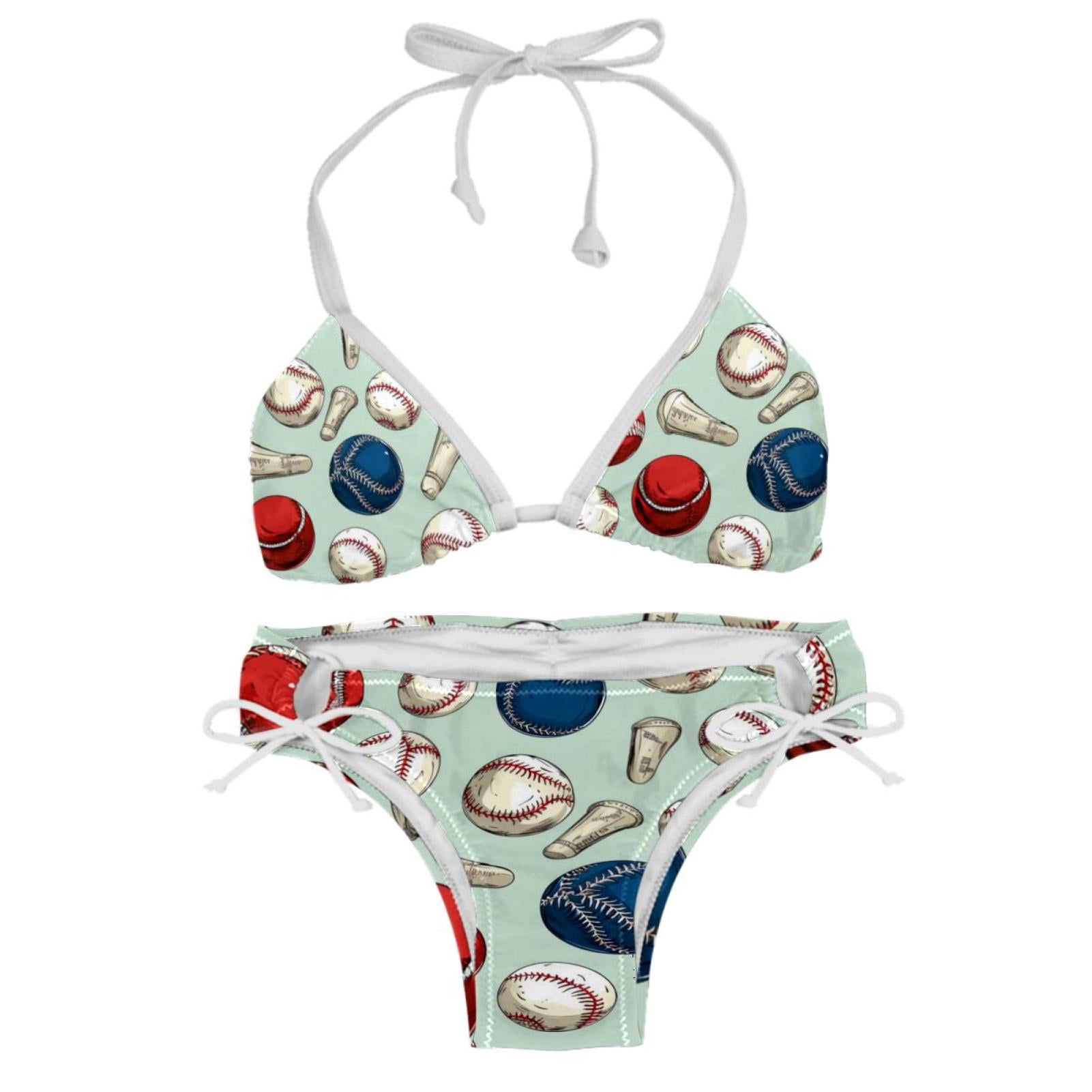 Baseball Detachable Sponge Adjustable Strap Bikini Set Swim Wear 2-Pack ...