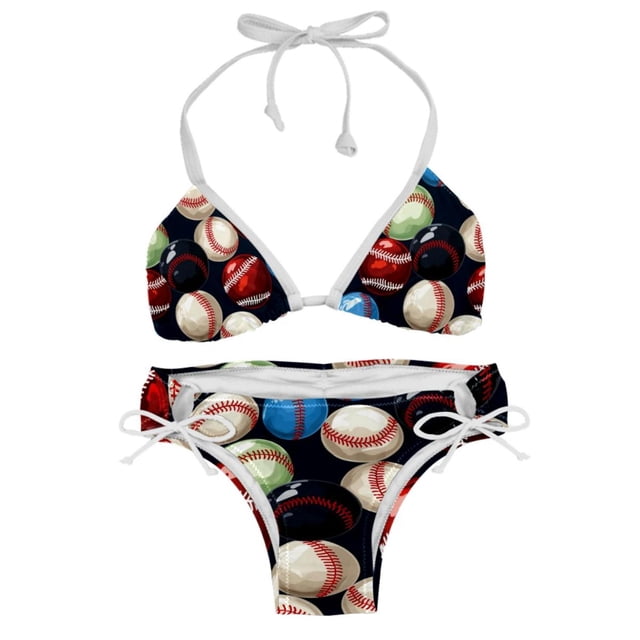 Baseball Detachable Sponge Adjustable Strap Bikini Set Two-Pack, Beach ...
