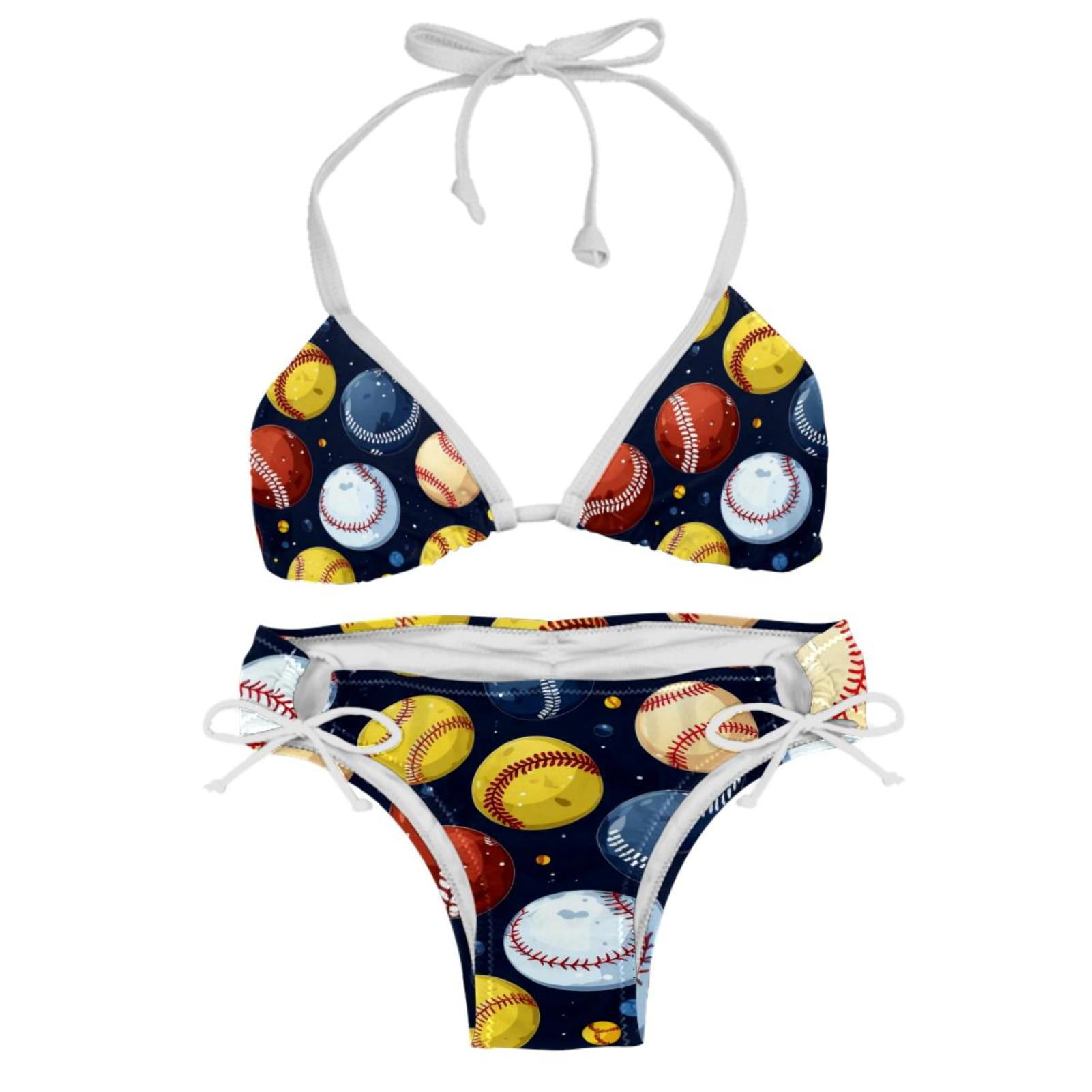 Baseball Detachable Sponge Adjustable Strap Bikini Set Two-Pack ...