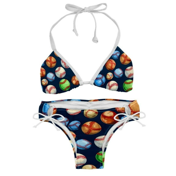 Baseball Detachable Sponge Adjustable Strap Bikini Set Two-Pack ...
