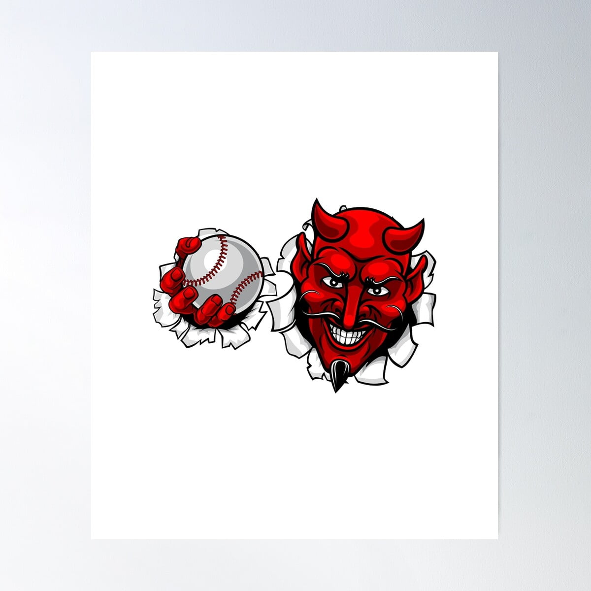 Baseball Devil, Demon Poster Wall Art, Modern Wall Decor For Living ...