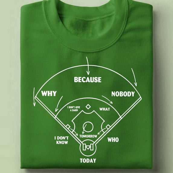Baseball Diagram T-Shirt: Who's on First Tee SWEATSHIRT All Size S-5XL ...