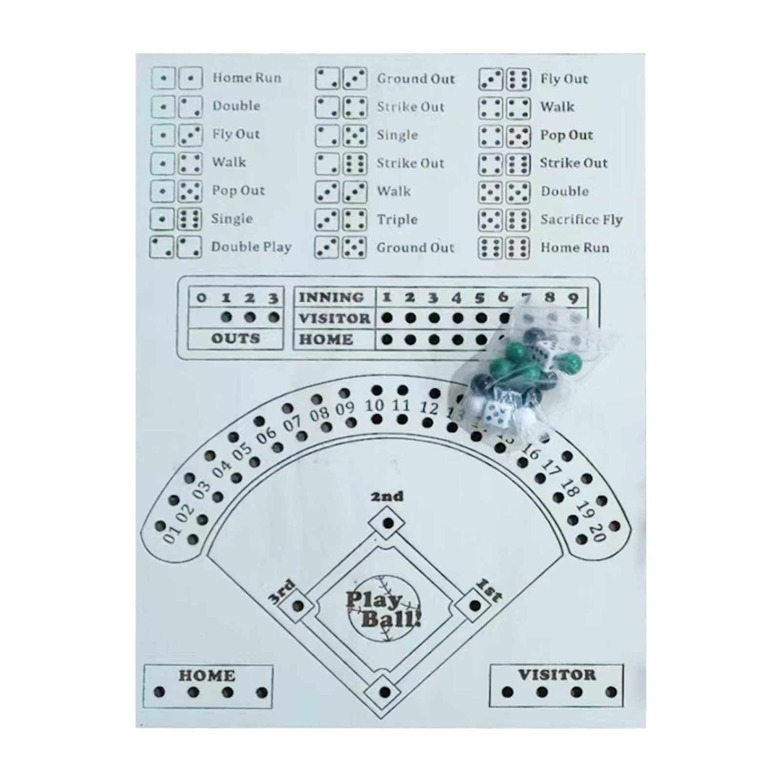 Baseball Dice Adultopoly Board Game Wood, Wooden Baseball Board Game ...