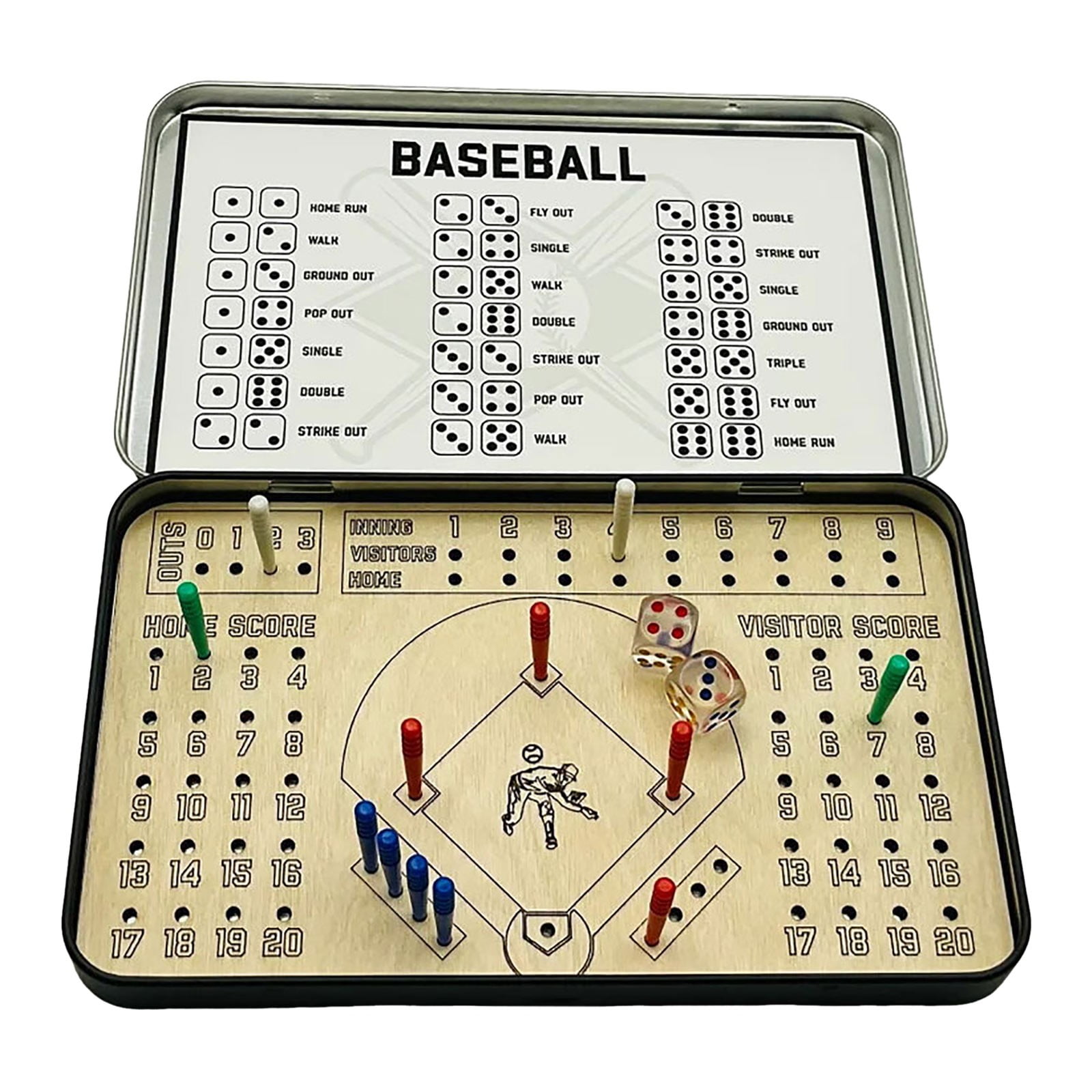 Baseball Dice Game Heavy Duty Wood Baseball Theme Board Game Table ...