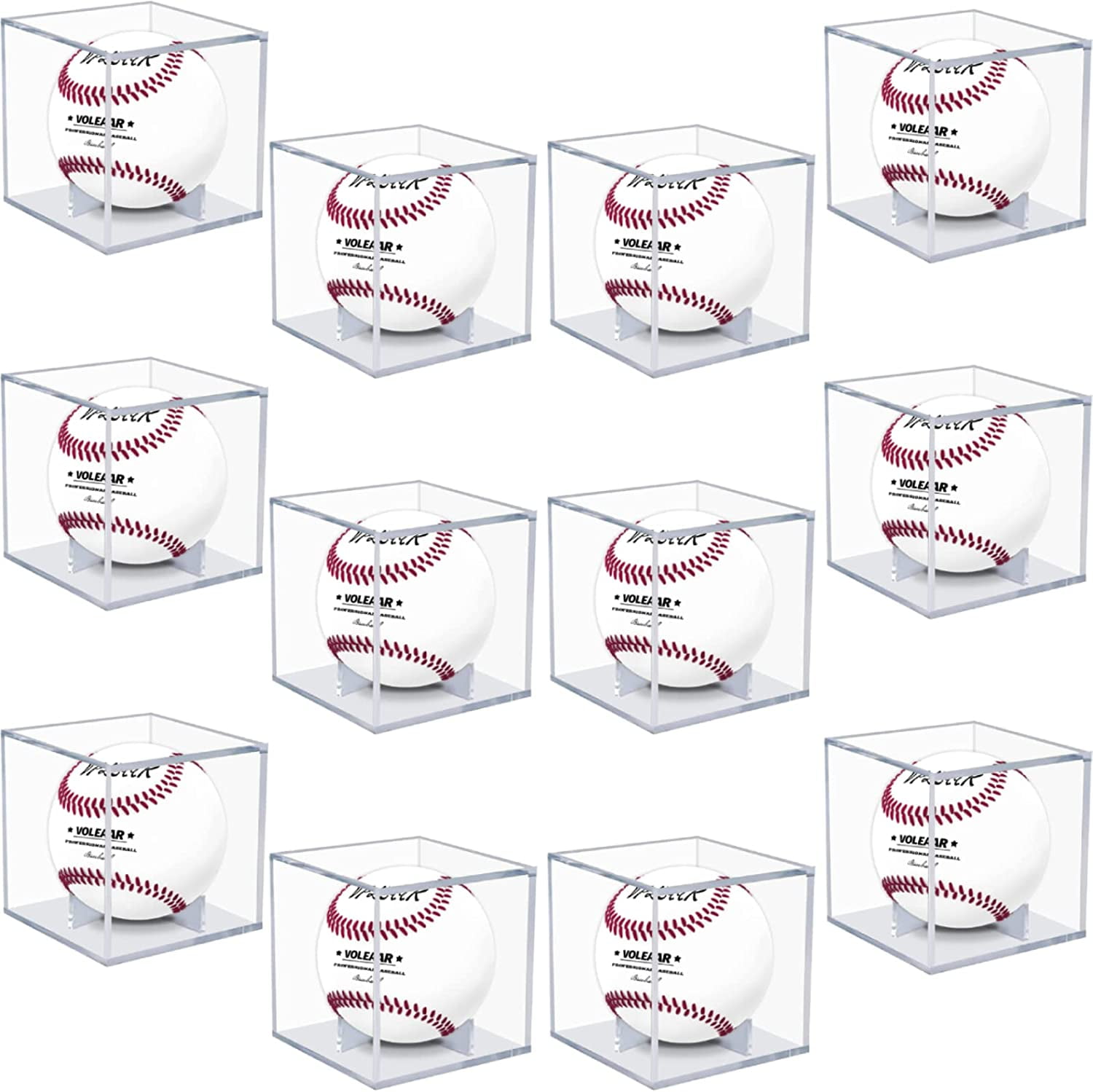 Baseball Display Case 12 Pack, UV Protected Acrylic Square Baseball ...