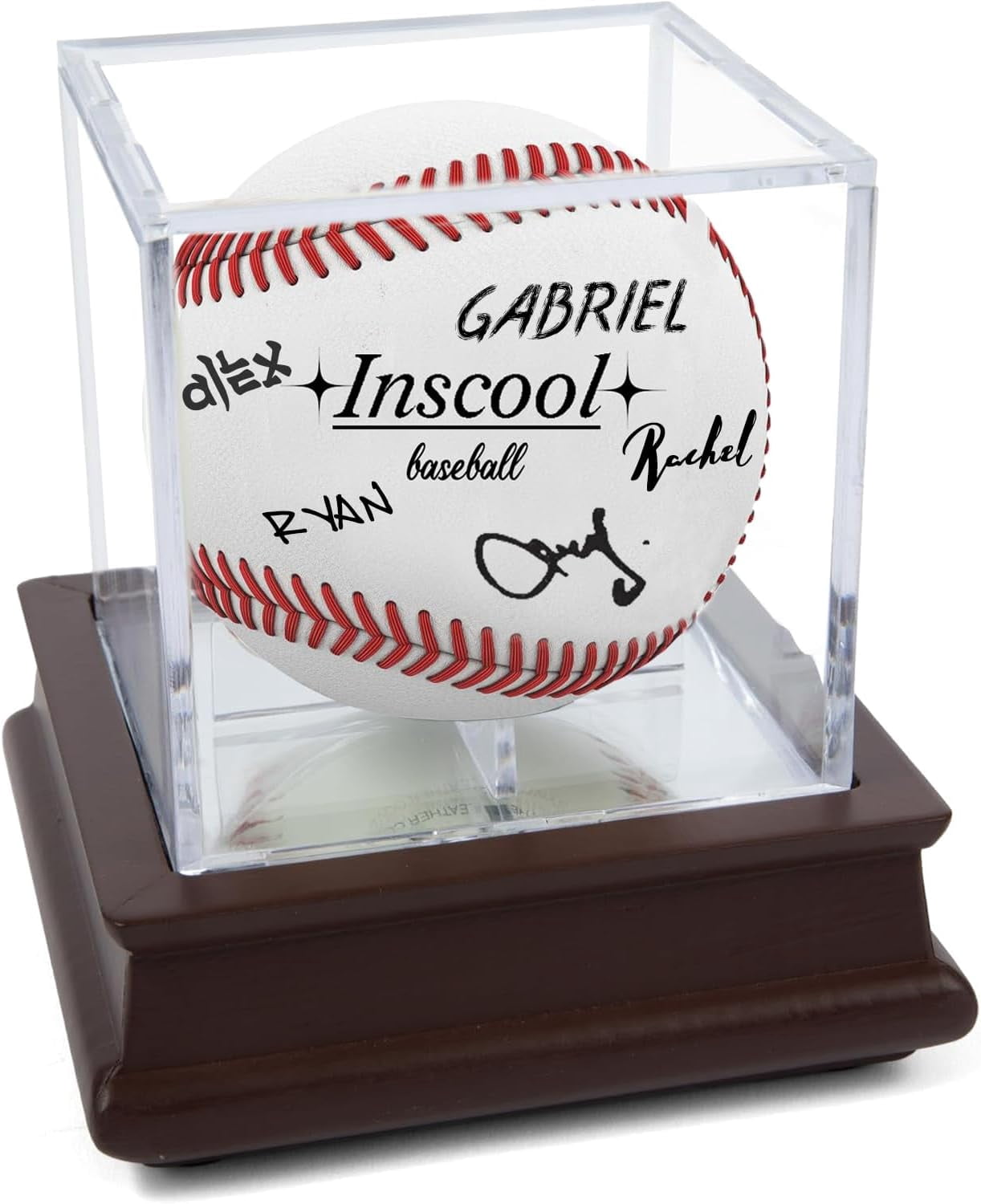 Baseball Display Case, Acrylic Baseball Holder with Wooden Base, UV ...