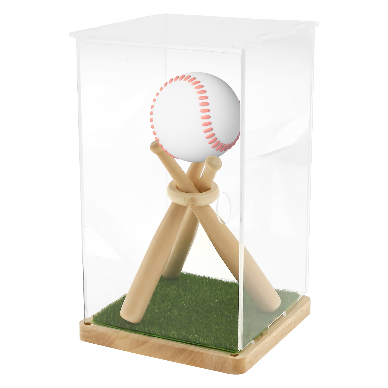 Baseball Display Case Clear Acrylic Baseball Display Stand with Wood ...