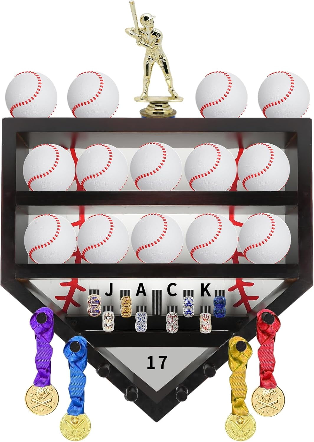 Baseball Display Case,Wooden Baseball Ring Holder,Championship Ring ...
