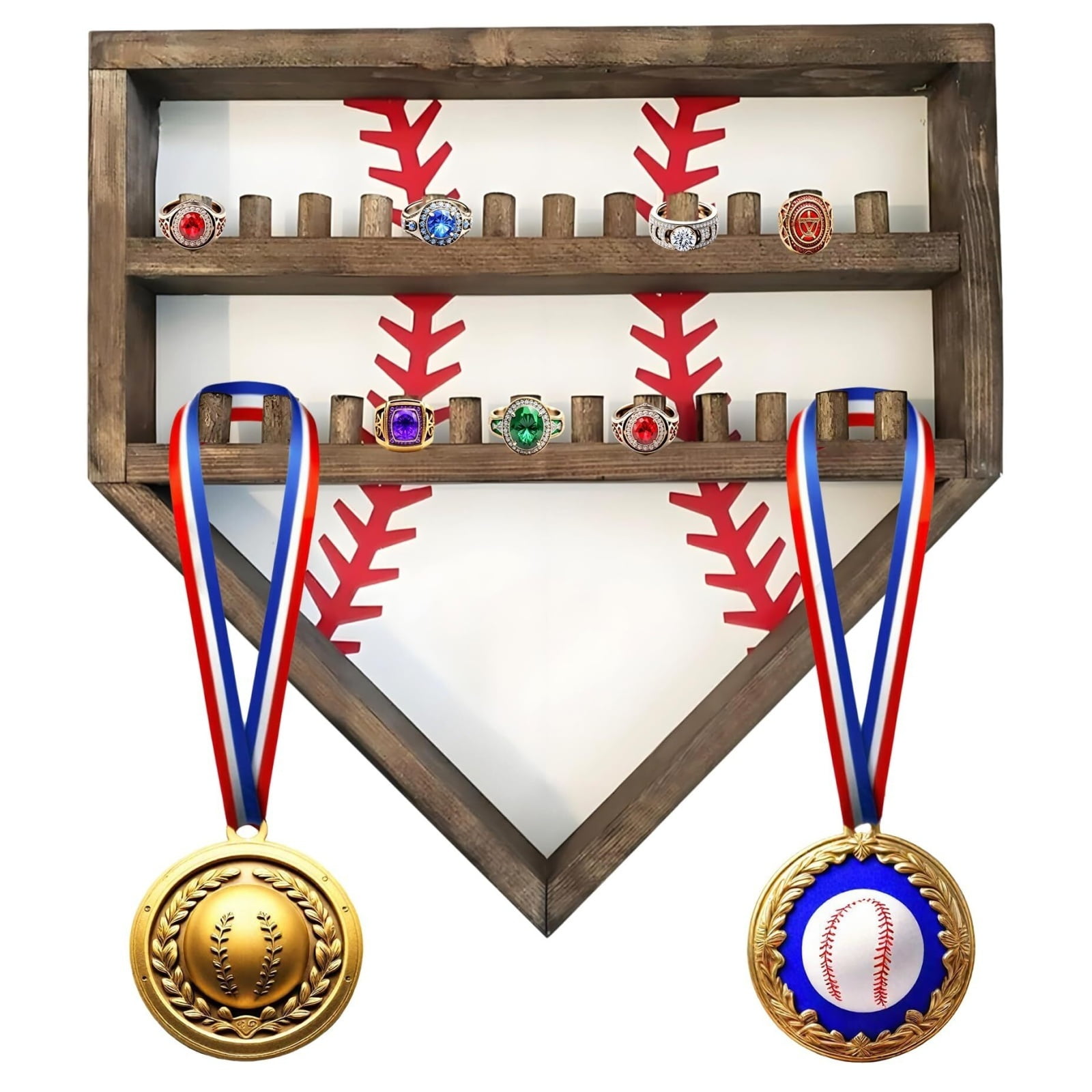 Baseball Display Case with 24 Ring Posts, Softball Championship Ring ...