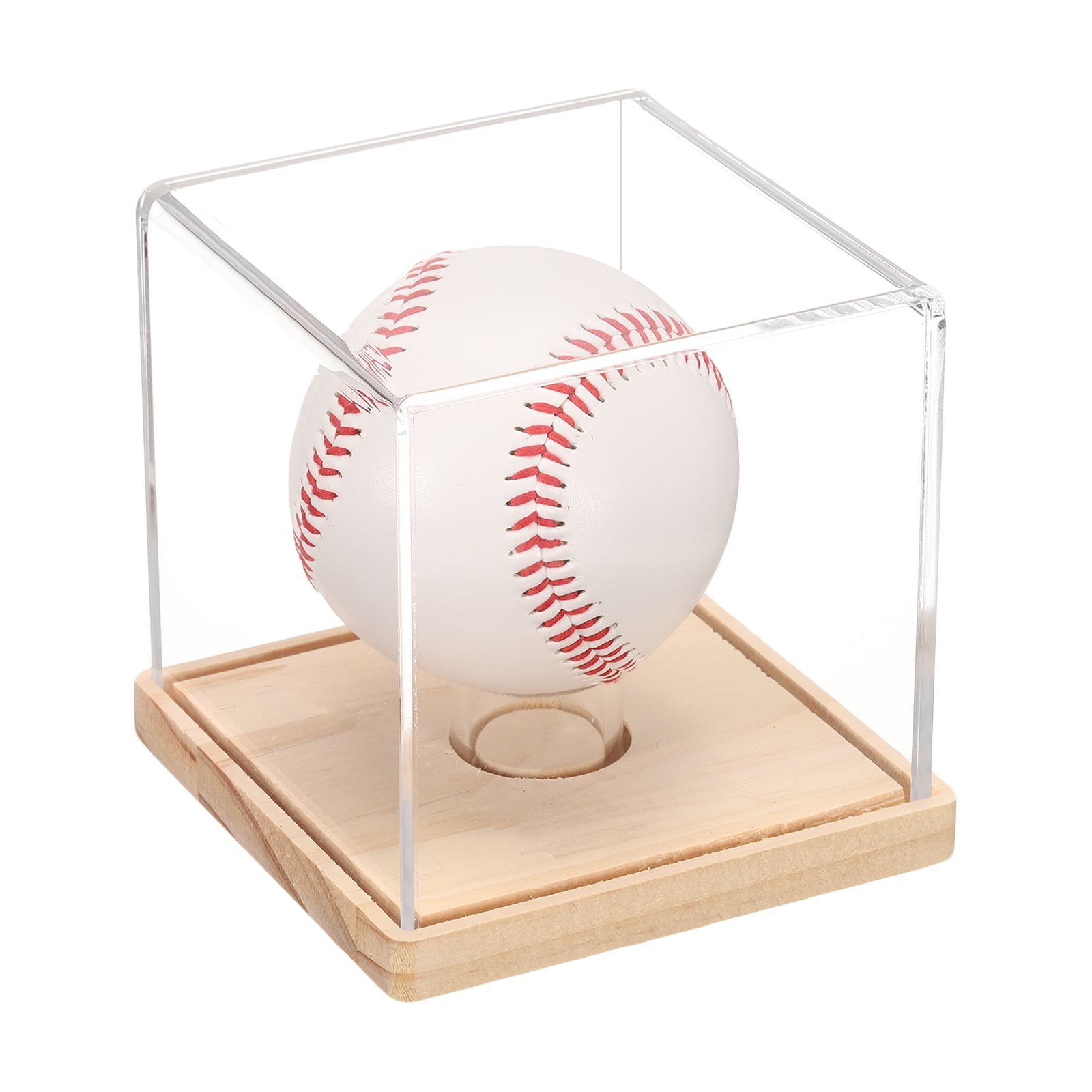 Baseball Display Case with Wooden Round Base, Acrylic Baseball Display ...