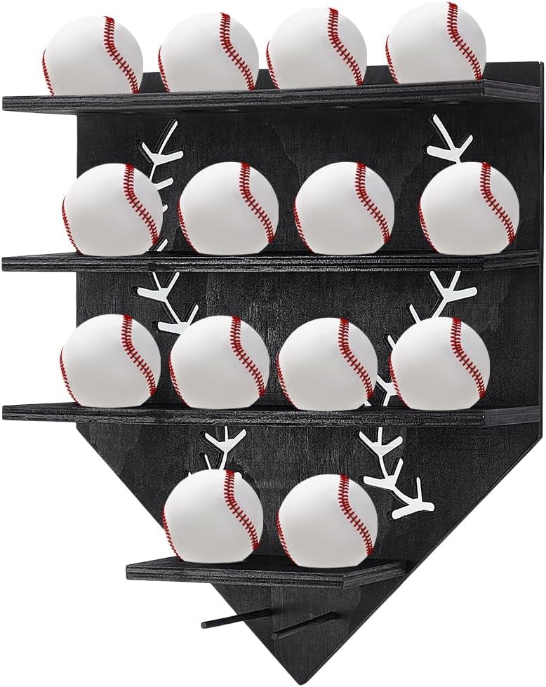 Baseball Display Shelf 33cm Wooden Baseball Ball Display Case Baseball ...